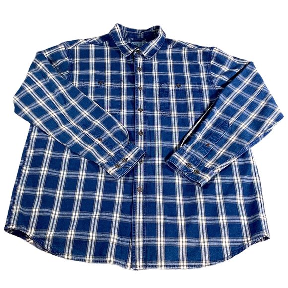 L.L. Bean | Shirts | Ll Bean Shirt Mens Blue Heavy Denim Plaid Button ...